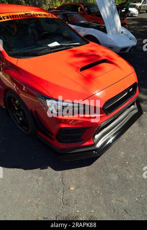 red subaru wrx sti sports car Stock Photo - Alamy