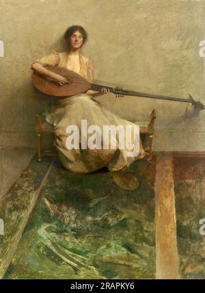 Portrait of a girl with a lute Stock Photo - Alamy