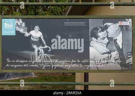 photographs outside the coppi museum house, castellania coppi, italy ...