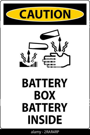 Caution Battery Box Battery Inside Sign With Symbol Stock Vector Image ...