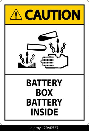 Caution Battery Box Battery Inside Sign With Symbol Stock Vector Image ...