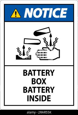 Notice Battery Box Battery Inside Sign With Symbol Stock Vector Image ...