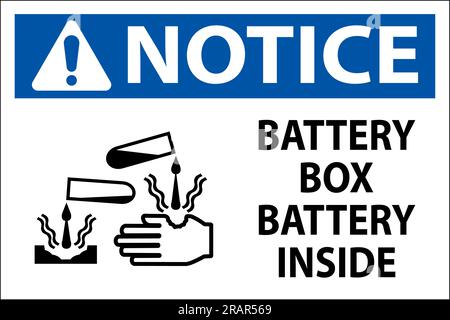 Notice Battery Box Battery Inside Sign With Symbol Stock Vector Image ...