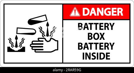 Danger Battery Box Battery Inside Sign With Symbol Stock Vector Image ...