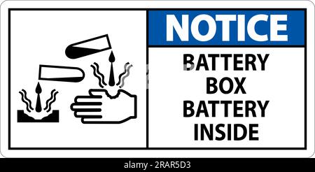 Notice Battery Box Battery Inside Sign With Symbol Stock Vector Image ...