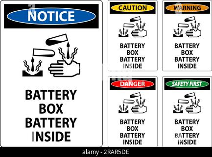 Notice Battery Box Battery Inside Sign With Symbol Stock Vector Image ...