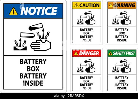 Notice Battery Box Battery Inside Sign With Symbol Stock Vector Image ...
