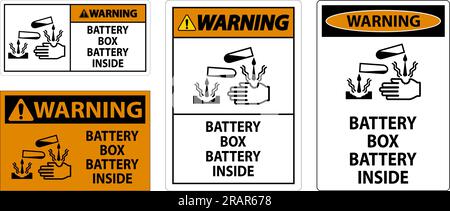Warning Battery Box Battery Inside Sign With Symbol Stock Vector Image ...
