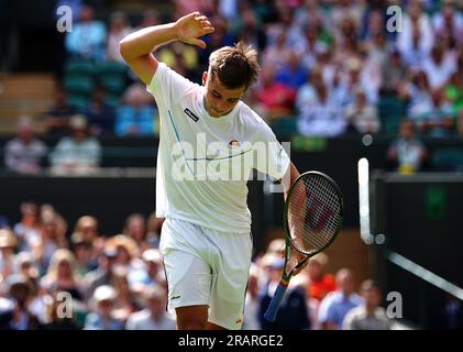 Arthur Fery during his match against Alexei Popyrin on day one of the ...
