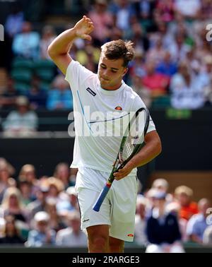 Arthur Fery during his match against Alexei Popyrin on day one of the ...