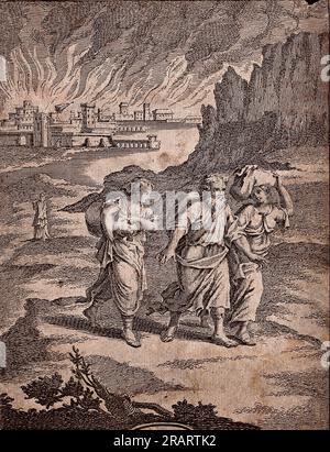Fire of Sodom, Lot with his daughters (Genesis 19:30-35). Bles, Herri ...