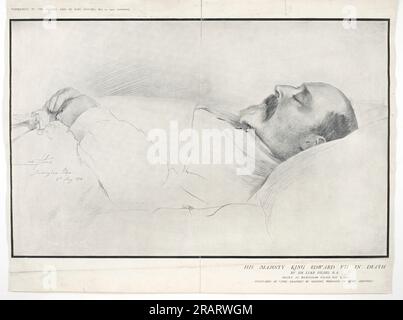 King Edward VII on his deathbed. Drawing from 1910 Stock Photo - Alamy