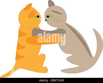 vector illustration of cats that are fighting, silhouette drawing ...