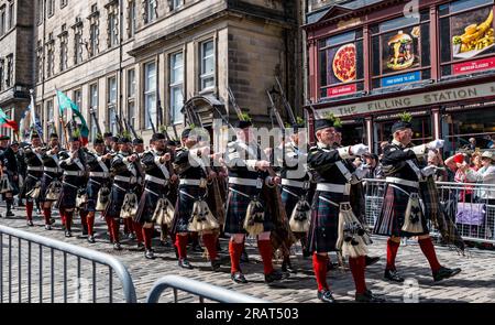 Crowd watching Scottish parade, Service of Thanksgiving for Charles III ...