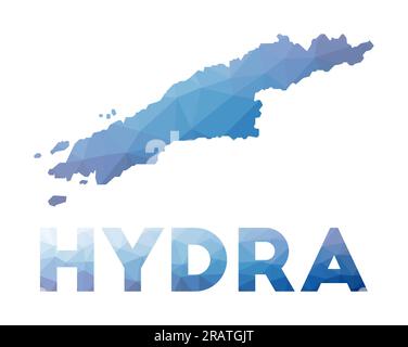 Polygonal map of Hydra. Geometric illustration of the island in emerald ...