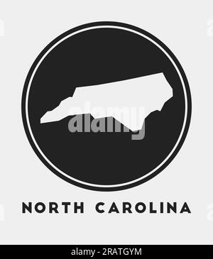 North Carolina Badge. Round logo of US state with triangular mesh map ...