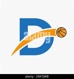 Basketball Logo On Letter A With Moving Basketball Icon. Basket Ball ...