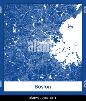 Map of Boston city, United States. Urban black and white poster. Road ...