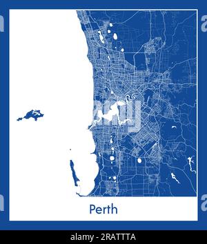 City Map Perth Australia blue print round Circle vector illustration ...