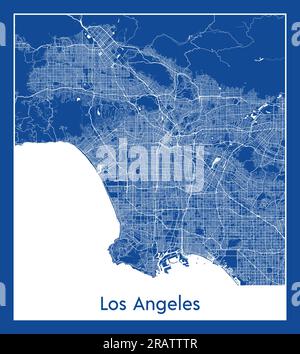 Vector poster map city Los Angeles detailed plan of the city, rivers ...