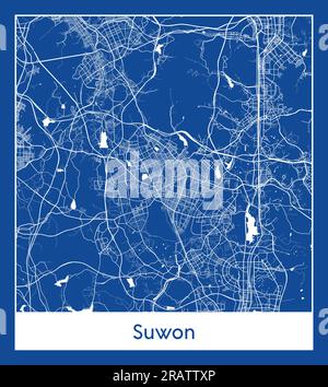 City Map Suwon South Korea Asia blue print round Circle vector ...