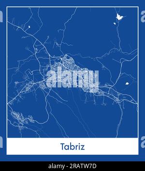 City Map Tabriz Iran Asia blue print round Circle vector illustration ...