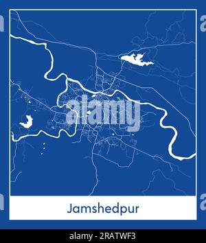 City Map Jamshedpur India Asia vector illustration black white Stock ...