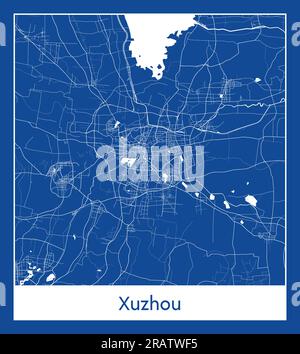 City Map Xuzhou China Asia blue print round Circle vector illustration ...