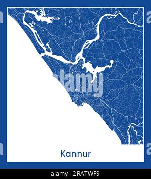 City Map Kannur India Asia vector illustration black white Stock Vector ...