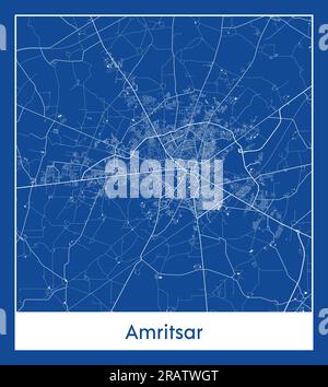 City Map Amritsar India Asia vector illustration black white Stock ...