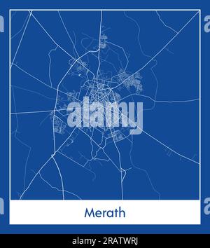 City Map Merath India Asia blue print round Circle vector illustration ...