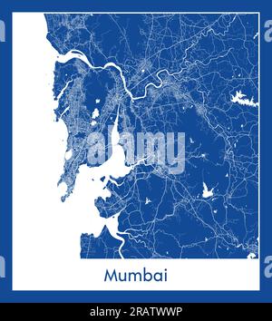 City Map Mumbai India Asia blue print round Circle vector illustration ...