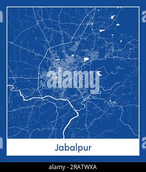 City Map Jabalpur India Asia blue print round Circle vector ...