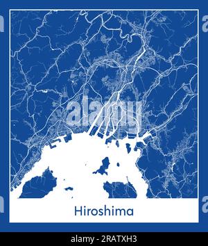 City Map Hiroshima Japan Asia blue print round Circle vector ...