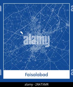 City Map Faisalabad Pakistan Asia blue print round Circle vector ...