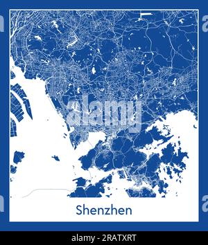 City Map Shenzhen China Asia vector illustration black white Stock ...