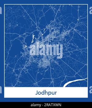 City Map Jodhpur India Asia blue print round Circle vector illustration ...