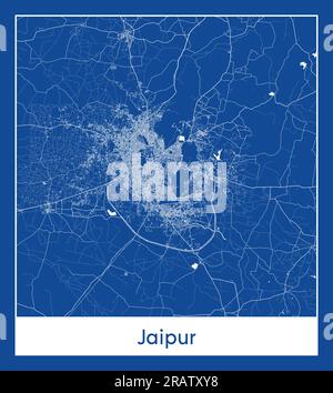 City Map Jaipur India Asia vector illustration black white Stock Vector ...