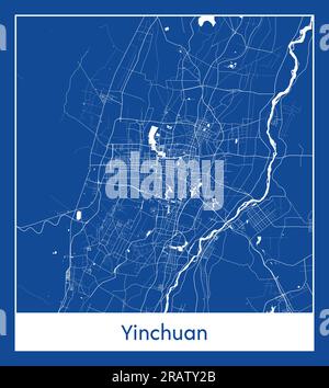 City Map Yinchuan China Asia vector illustration black white Stock ...