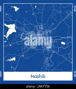 City Map Nashik India Asia blue print round Circle vector illustration ...
