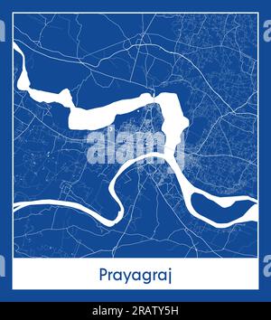 City Map Prayagraj India Asia blue print round Circle vector ...