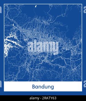 City Map Bandung Indonesia Asia blue print round Circle vector ...