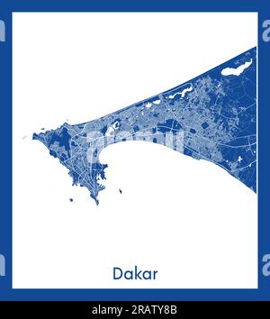 City Map Dakar Senegal Africa blue print round Circle vector illustration Stock Vector Image ...