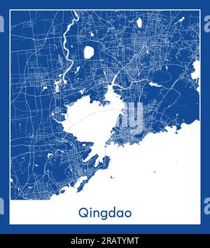 City Map Qingdao China Asia vector illustration Stock Vector Image ...