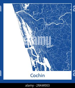 City Map Cochin India Asia blue print round Circle vector illustration ...