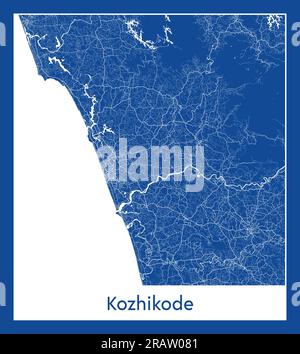 City Map Kozhikode India Asia vector illustration black white Stock ...