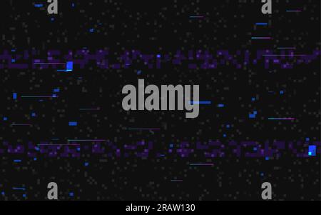 Digital distortion loading bar glitch screen, color lines and pixel noise. Computer program fail ...