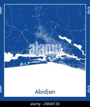 City Map Abidjan Ivory Coast Africa blue print round Circle vector ...