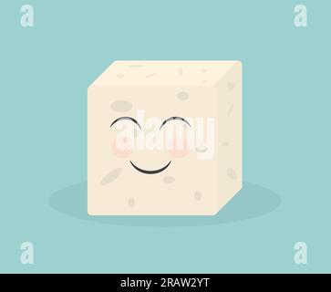 tofu cube, source of protein for vegans -vector illustration Stock ...