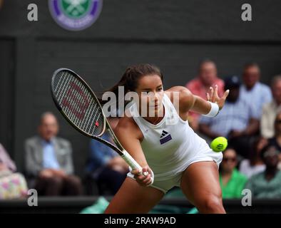 Jodie Burrage during her match against Amanda Anisimova on day one of ...